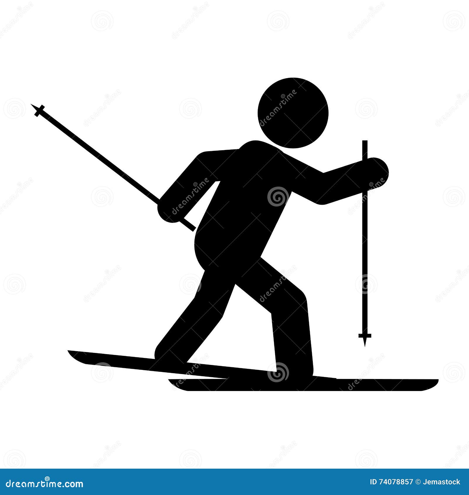 Skiing pictogram icon stock illustration. Illustration of mountain ...