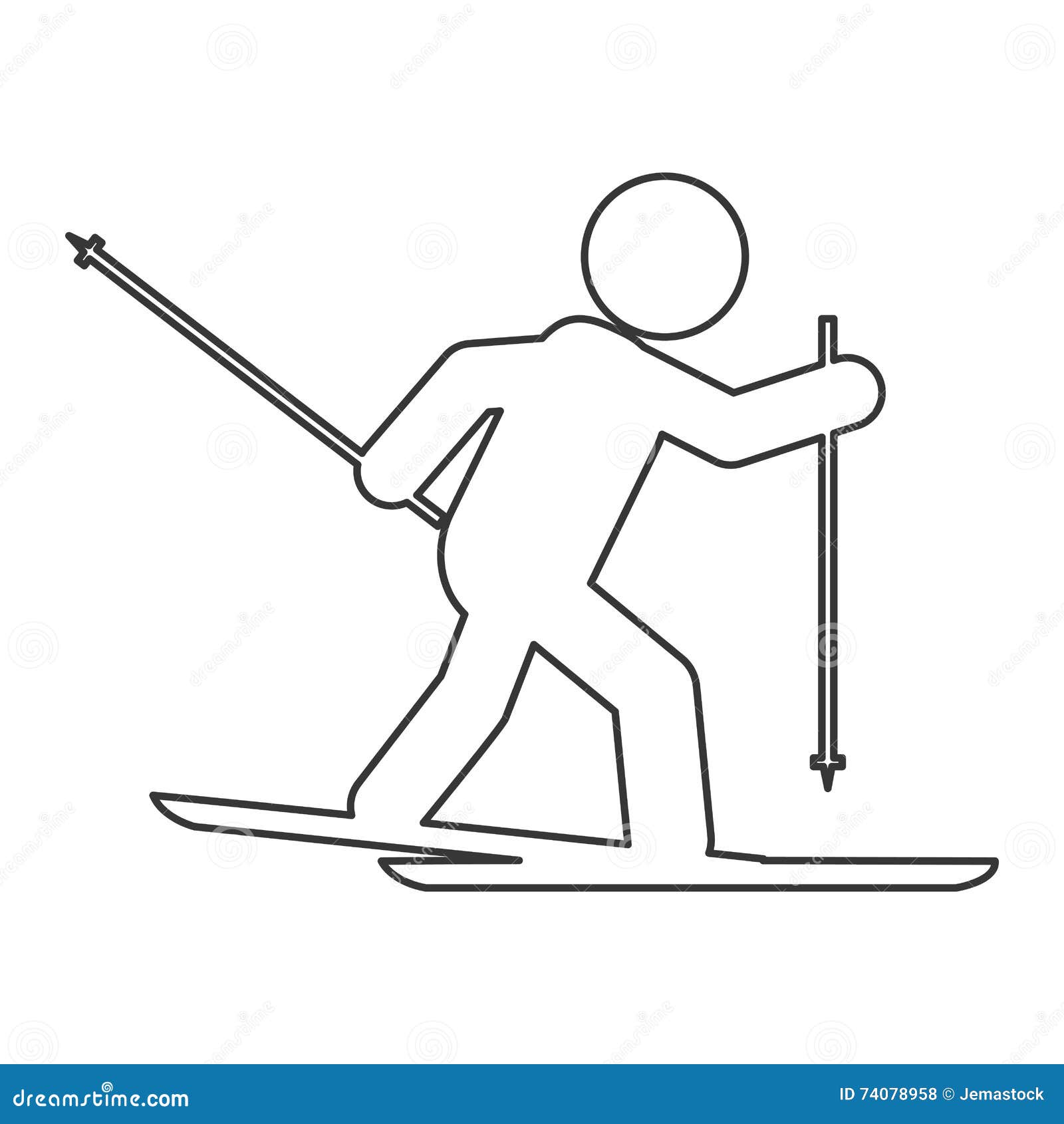 Skiing pictogram icon stock illustration. Illustration of games - 74078958