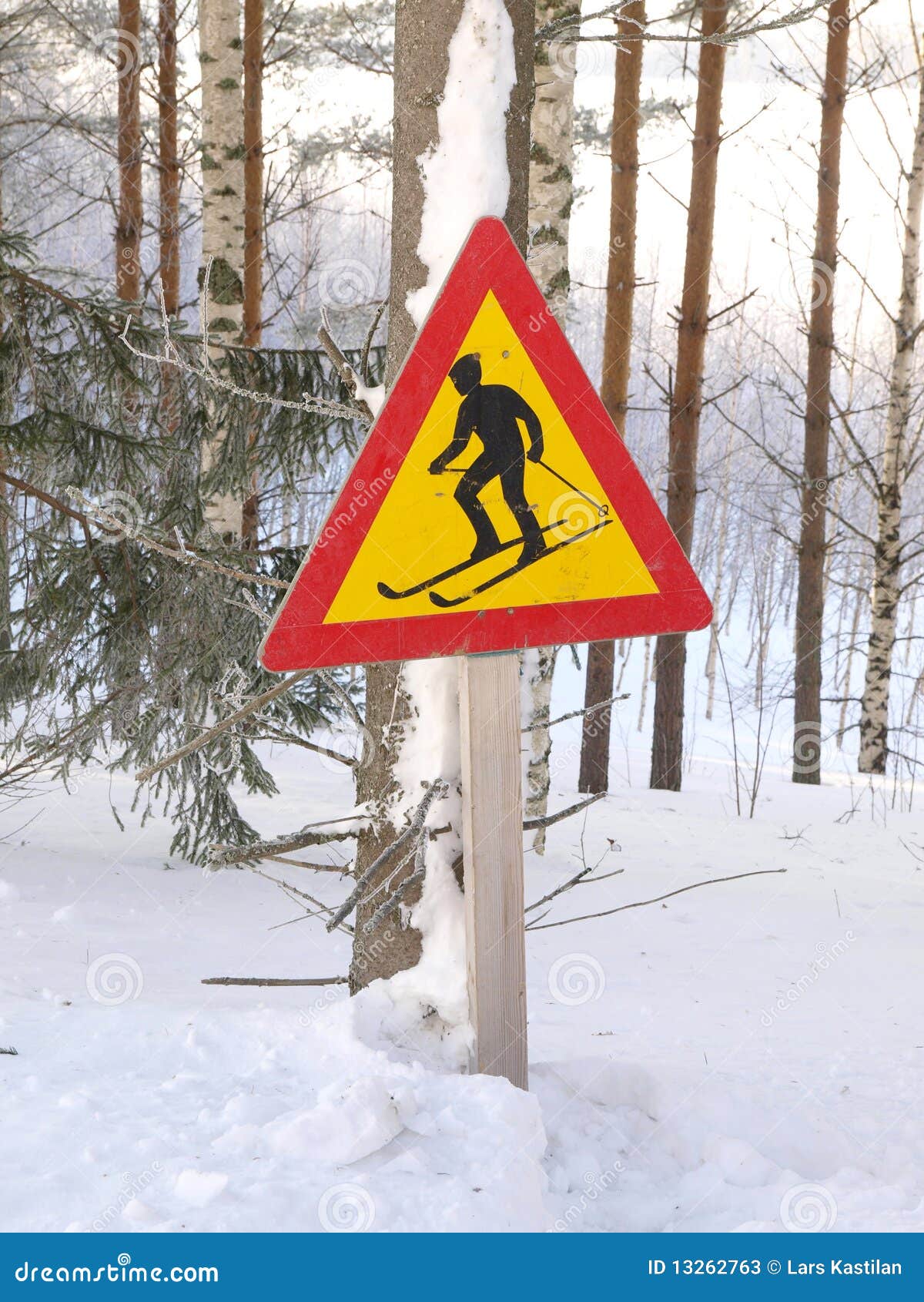 Skiing Sign stock image. Image of winter, finnish, snow - 13262763