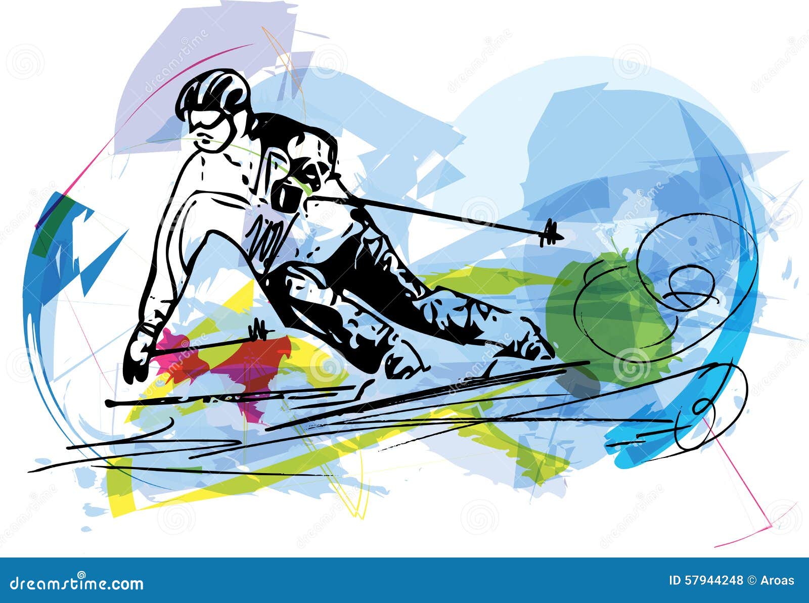 Skiing sketch illustration stock vector. Illustration of holiday - 57944248