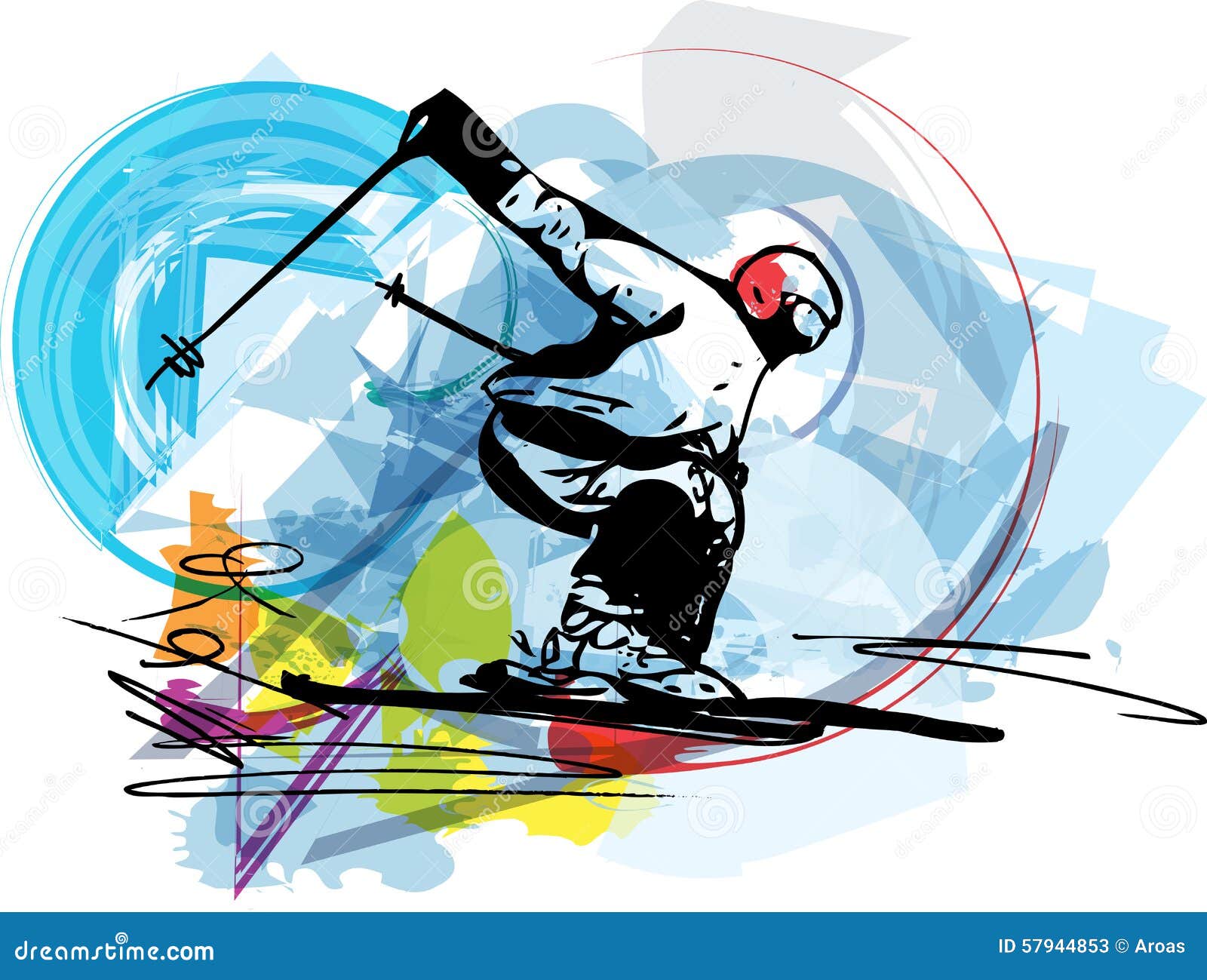 Skiing sketch illustration stock vector. Illustration of seasonal ...