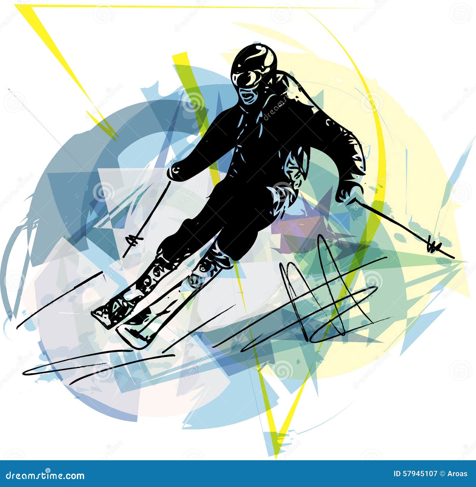 Skiing sketch illustration stock vector. Illustration of speed - 57945107