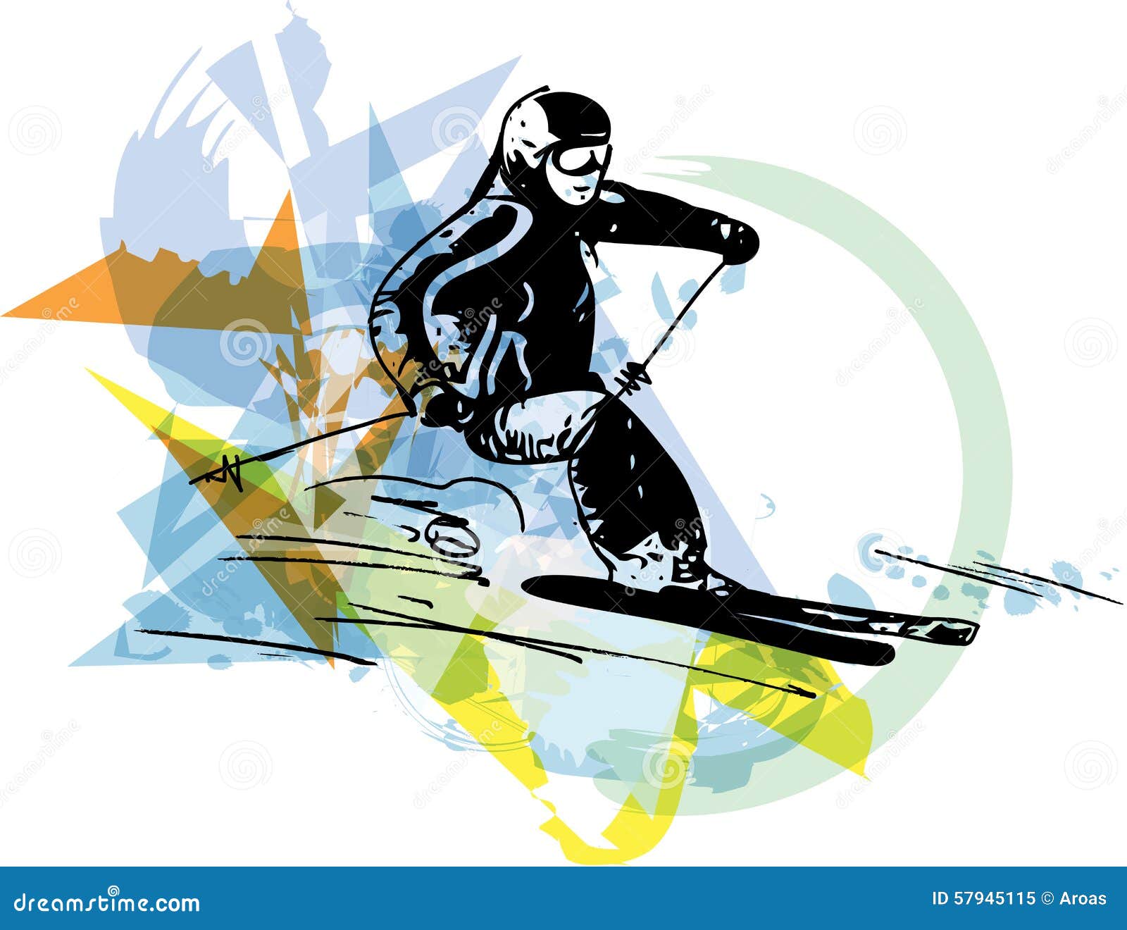 Skiing sketch illustration stock vector. Illustration of exercise ...
