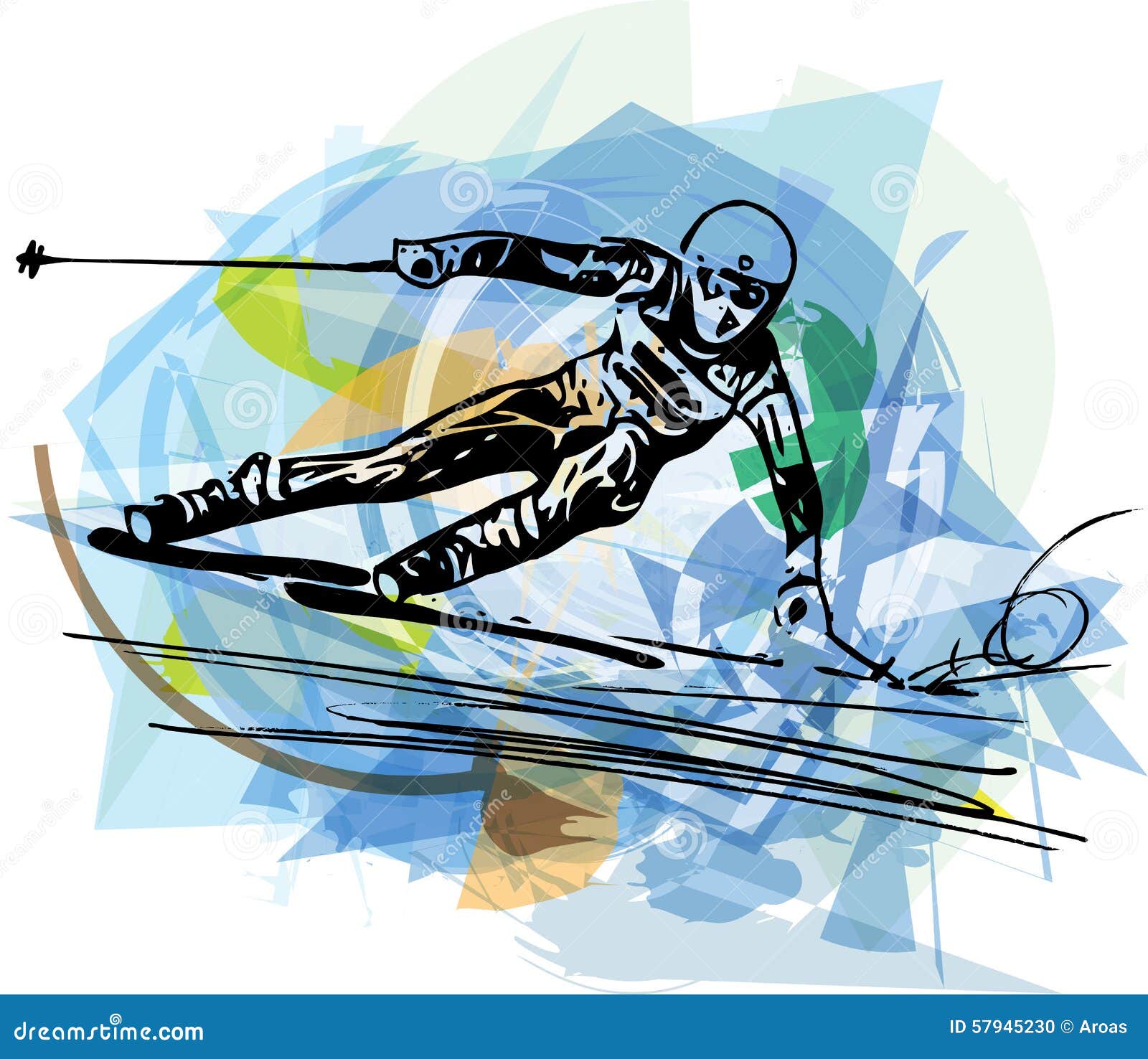 Skiing sketch illustration stock vector. Illustration of freestyle ...