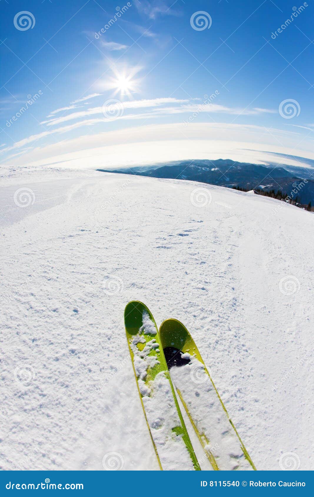 Skiing on a ski slope stock photo. Image of clear, winter - 8115540