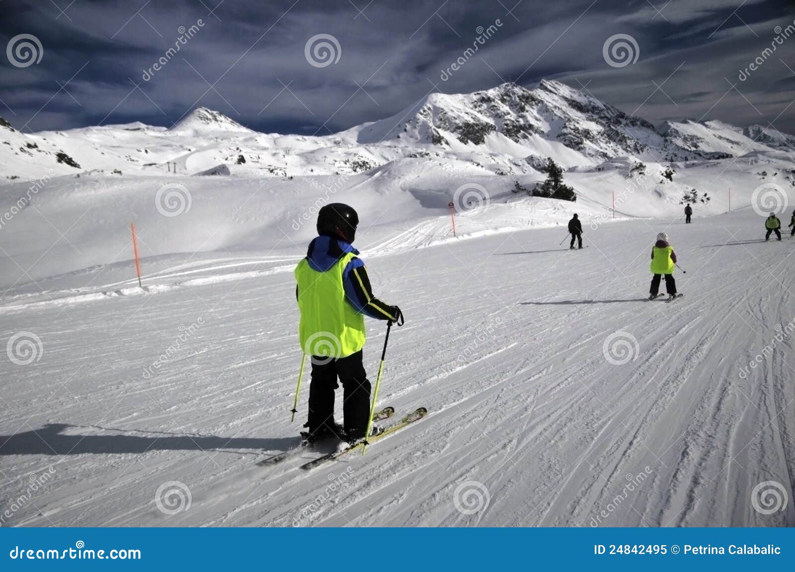 Skiing slope stock image. Image of resort, children, speed - 24842495