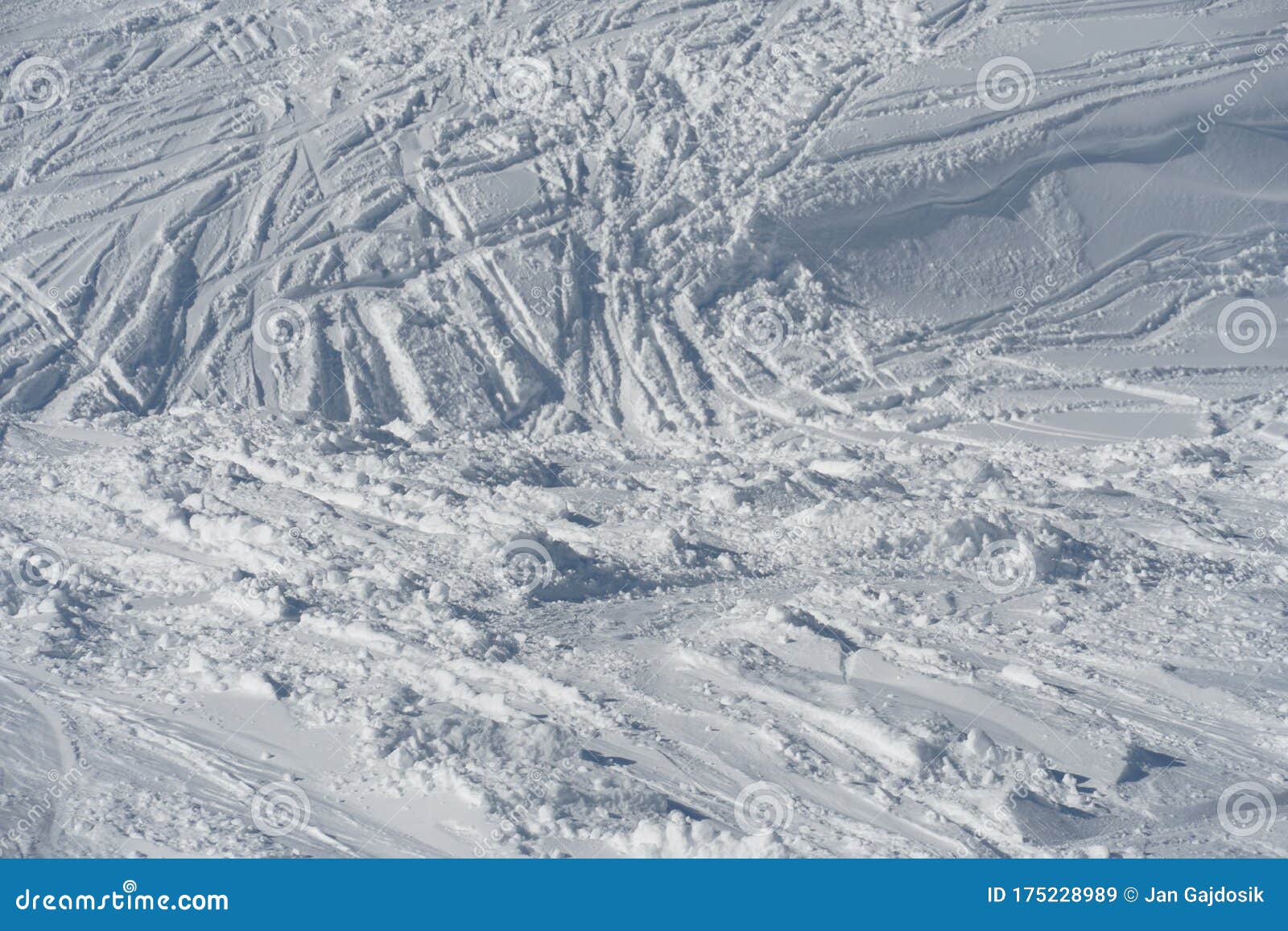Skiing Slope in Winter Showing Traces of Skiing in an Irregular Pattern ...