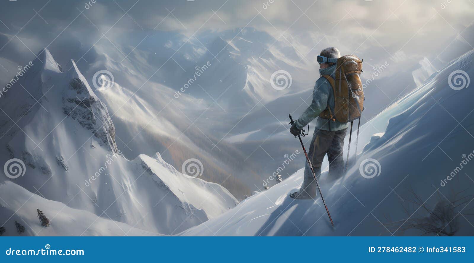 Skiing Snow Mountains Winter Snowboarding Hyper-realistic Generative AI ...