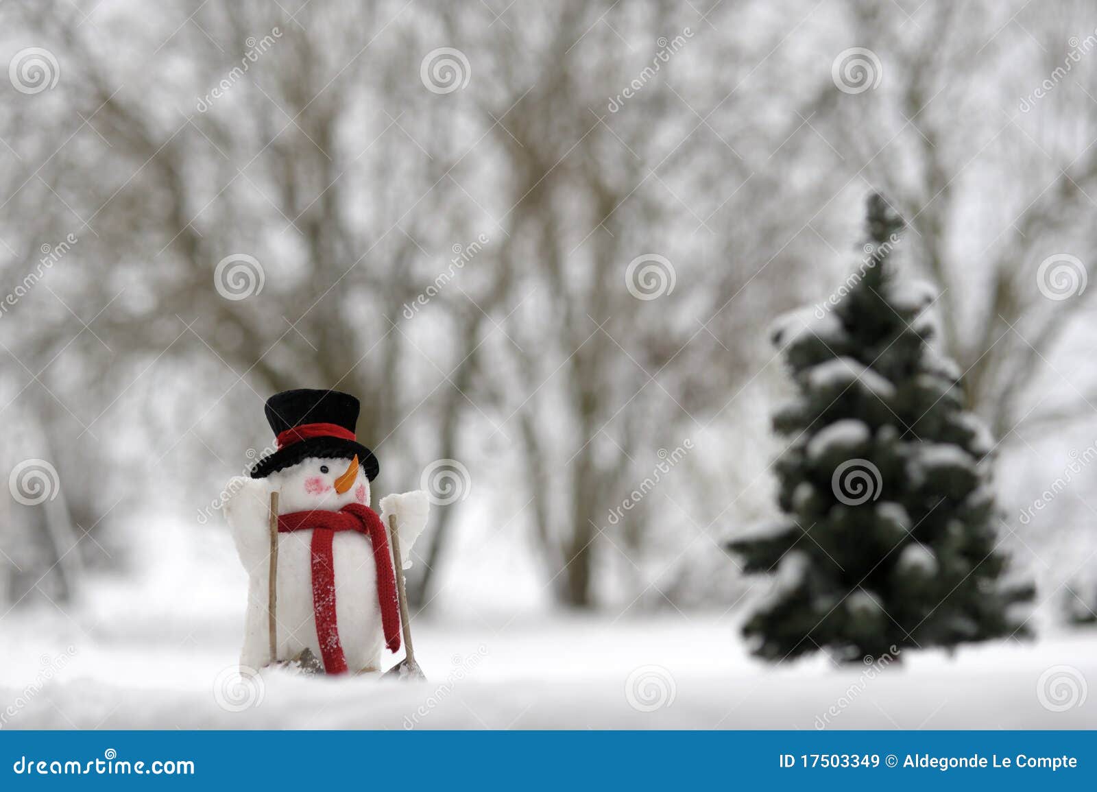 Skiing Snowman in Winter Landscape Stock Image - Image of seated ...