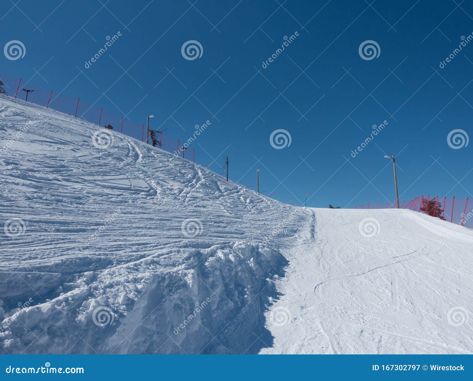 Skiing Territory in the Snowy Mountains with Traces on the Ground Stock ...
