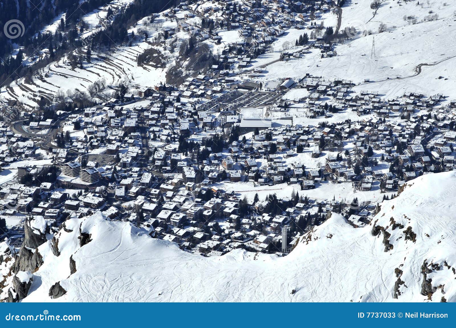 The Skiing Village of Verbier in the Snow Stock Image - Image of ridge ...