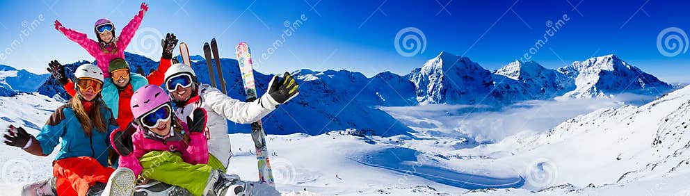 Skiing, winter fun stock image. Image of mountain, mother - 27045441