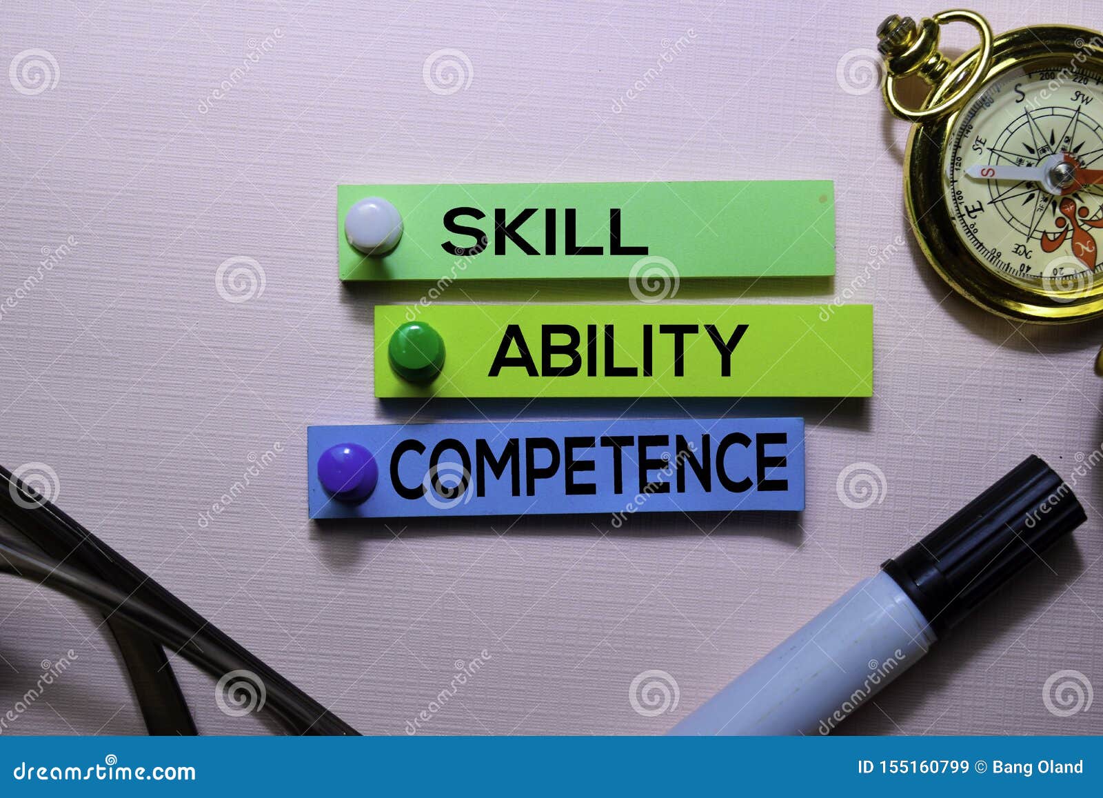 Skill, Ability, Competence Text on Sticky Notes Isolated on Office Desk ...