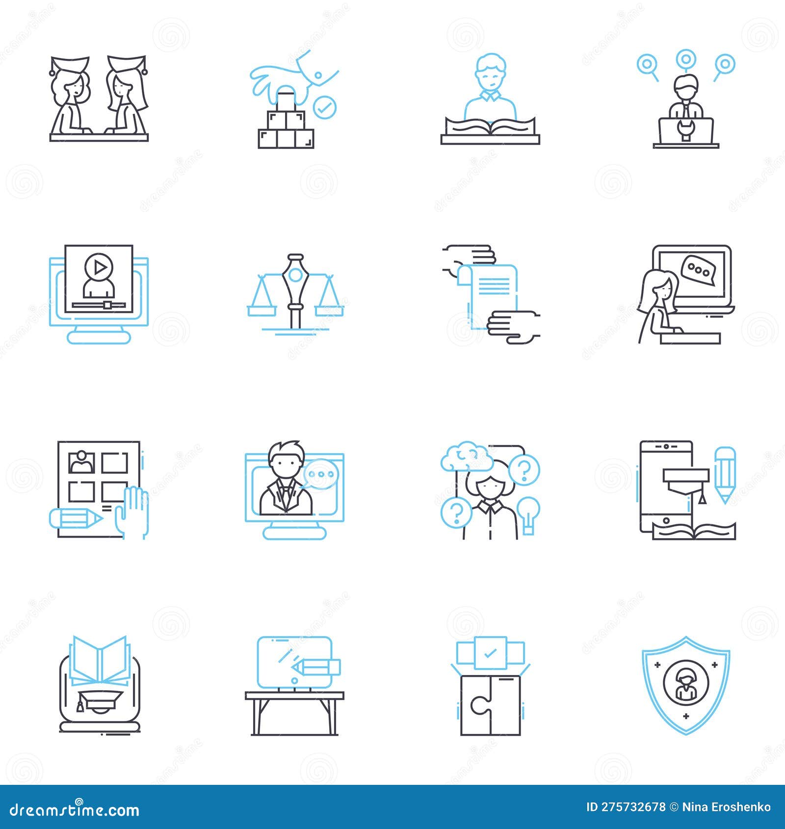 Skill-building Linear Icons Set. Development, Proficiency, Growth ...