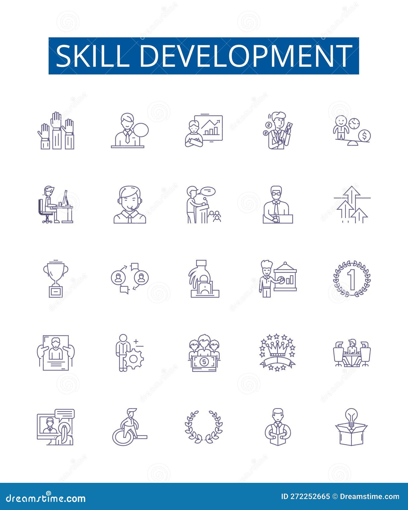 Skill Development Line Icons Signs Set. Design Collection of Training ...
