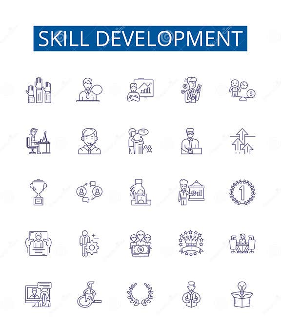 Skill Development Line Icons Signs Set. Design Collection of Training ...