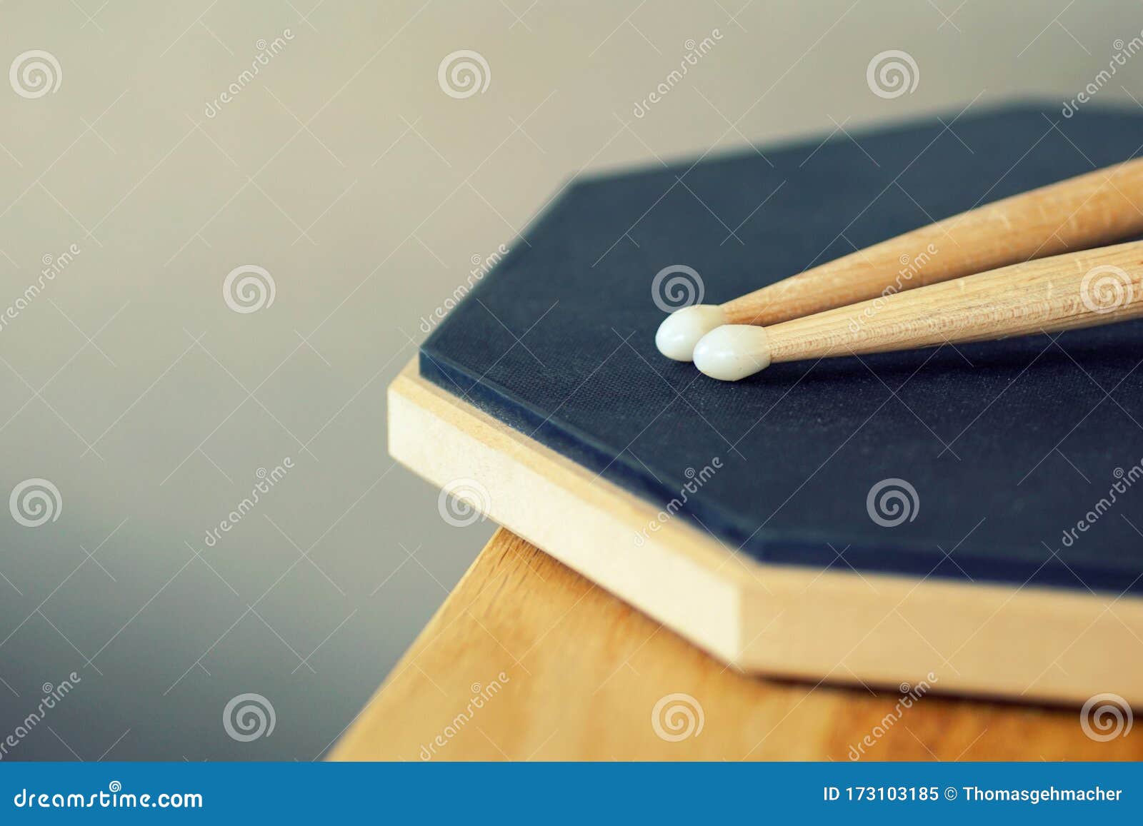 Close Up of Two Drumming Sticks on a Practice Pad at Home Stock Image ...