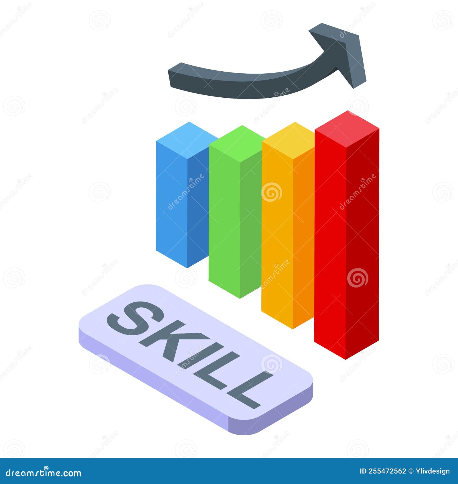 Skill Graph Chart Icon Isometric Vector. Level Training Stock Vector ...