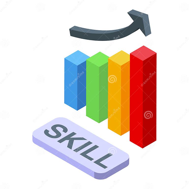 Skill Graph Chart Icon Isometric Vector. Level Training Stock Vector ...