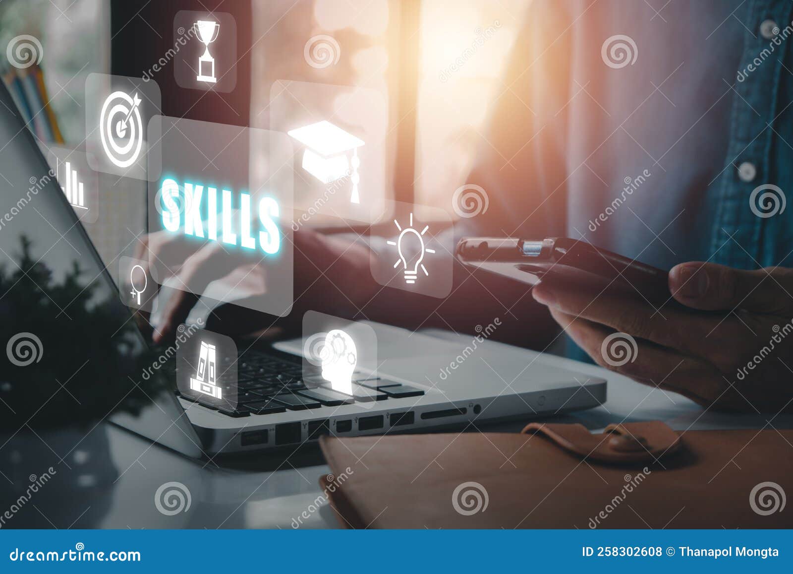 Skill Knowledge Ability Business Internet Technology Concept, Man Hand ...