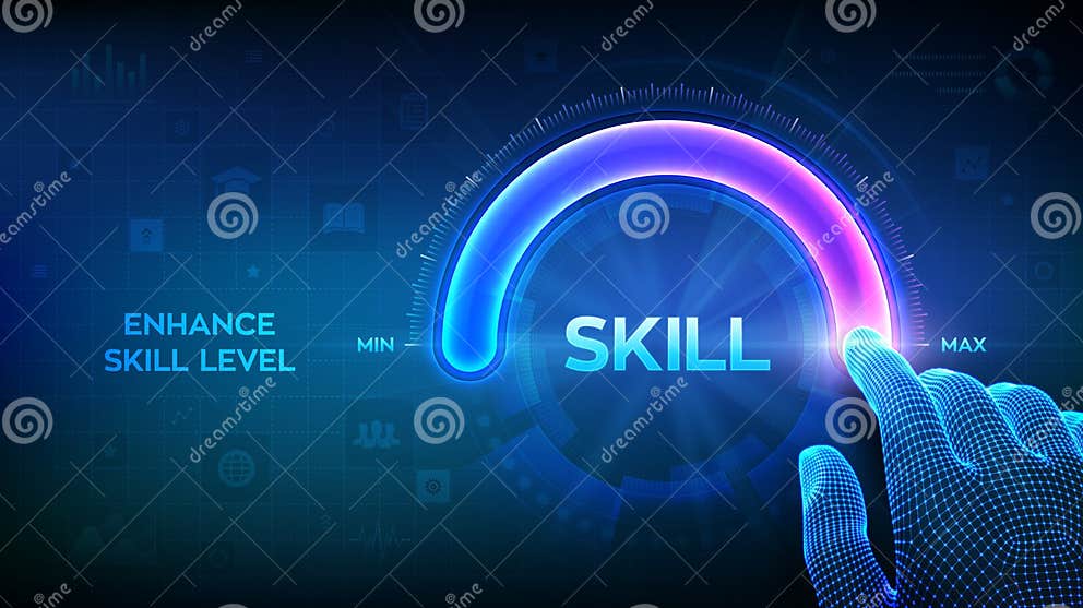 Skill Levels Growth. Increasing Skills Level. Wireframe Hand is Pulling ... Skill Levels Growth. Increasing Skills Level. Wireframe Hand is Pulling ...