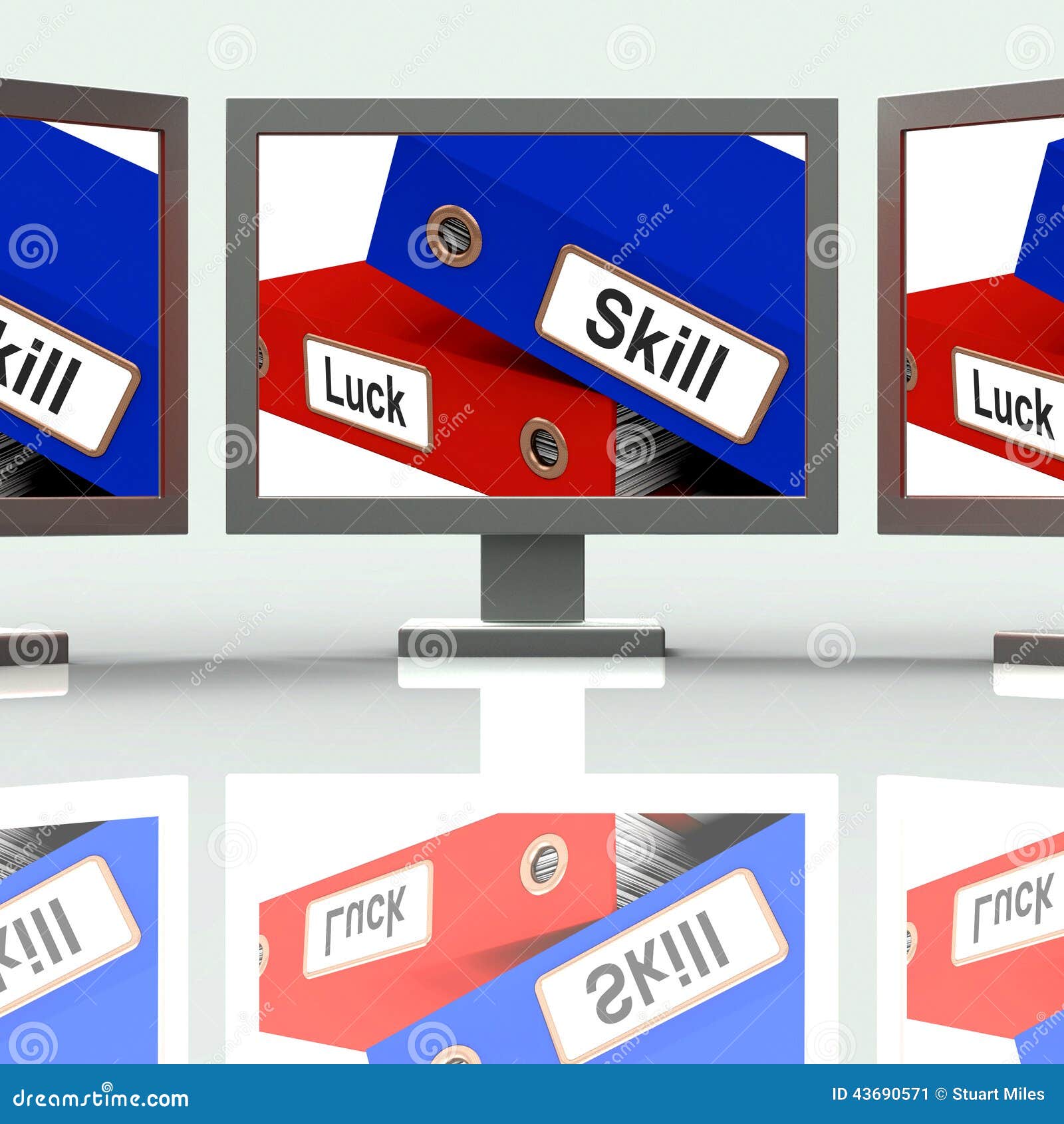 Skill and Luck Folders Show Expertise or Chance Stock Illustration ...