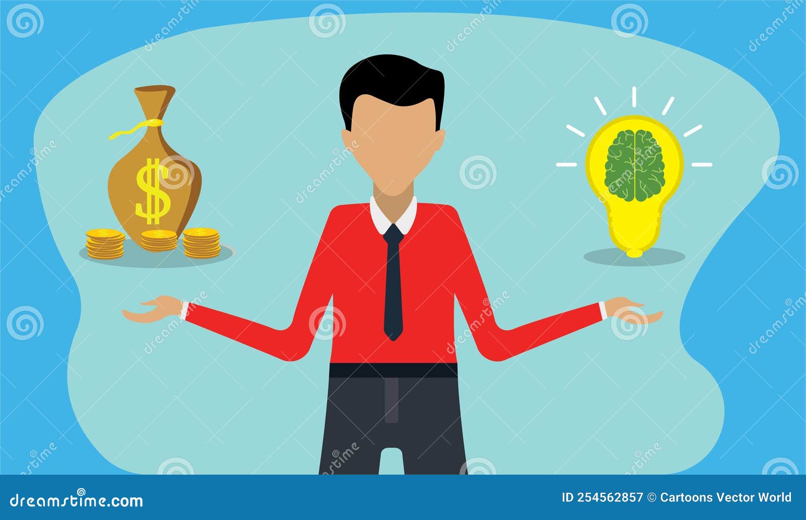 Skill and Money Make or Control Decision Concept, Business Man Hold ...