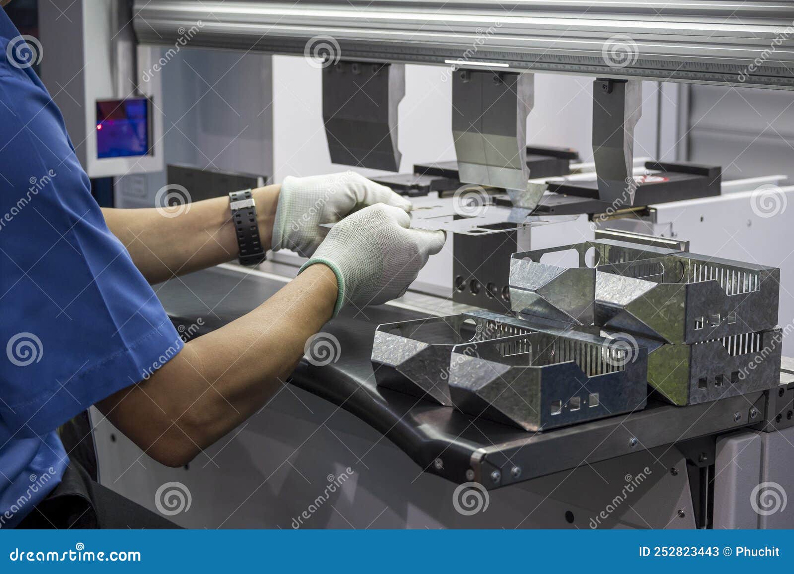 The Skill Operator Working with Hydraulic Press Brake Bending Machine ...