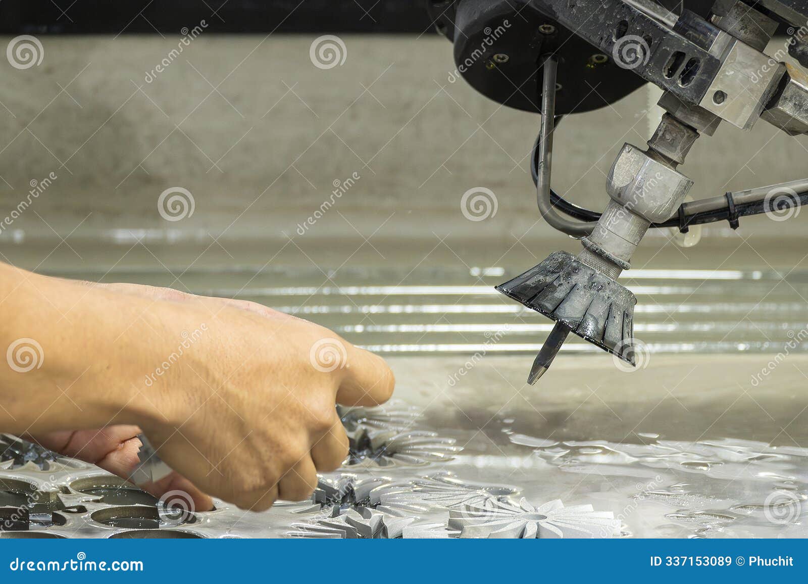 The Skill Operator Working with Multi-axis Abrasive Waterjet Cutting ...