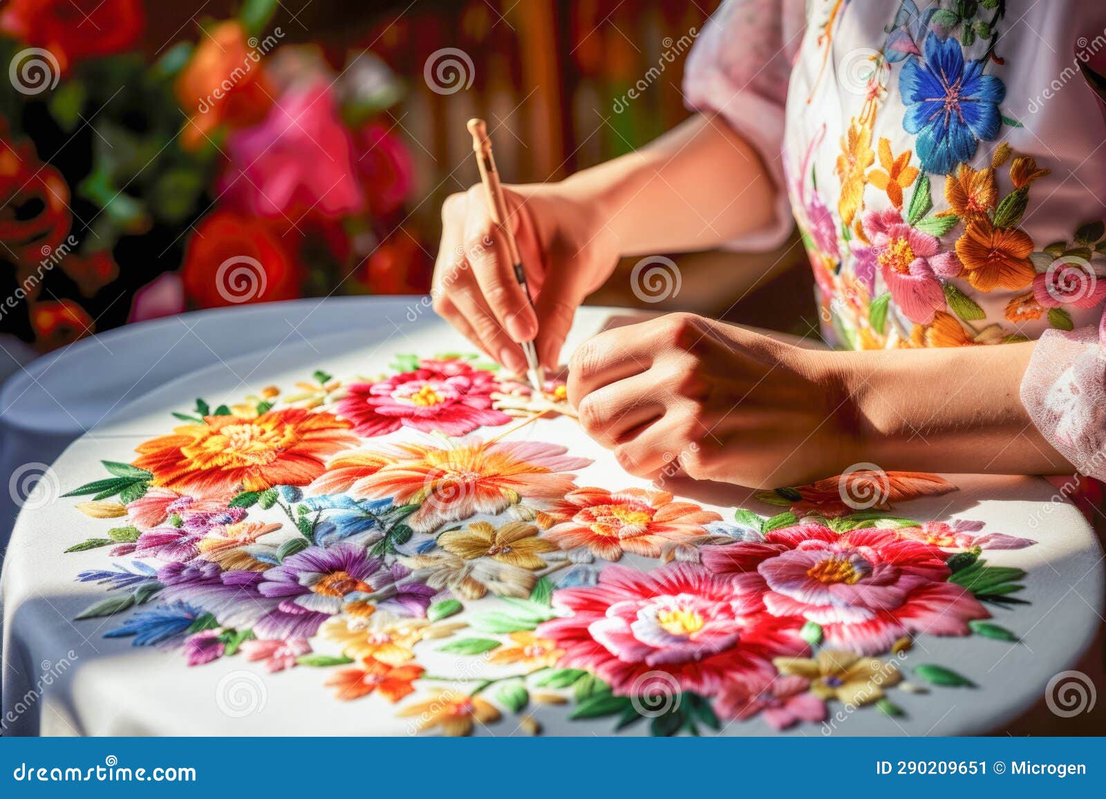 The Skill and Precision As an Expert Needleworker Creates Exquisite ...