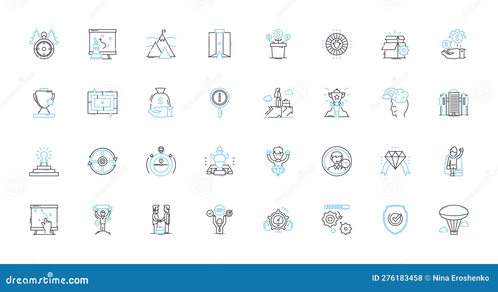 Skill Progression Linear Icons Set. Advancement, Growth, Development ...