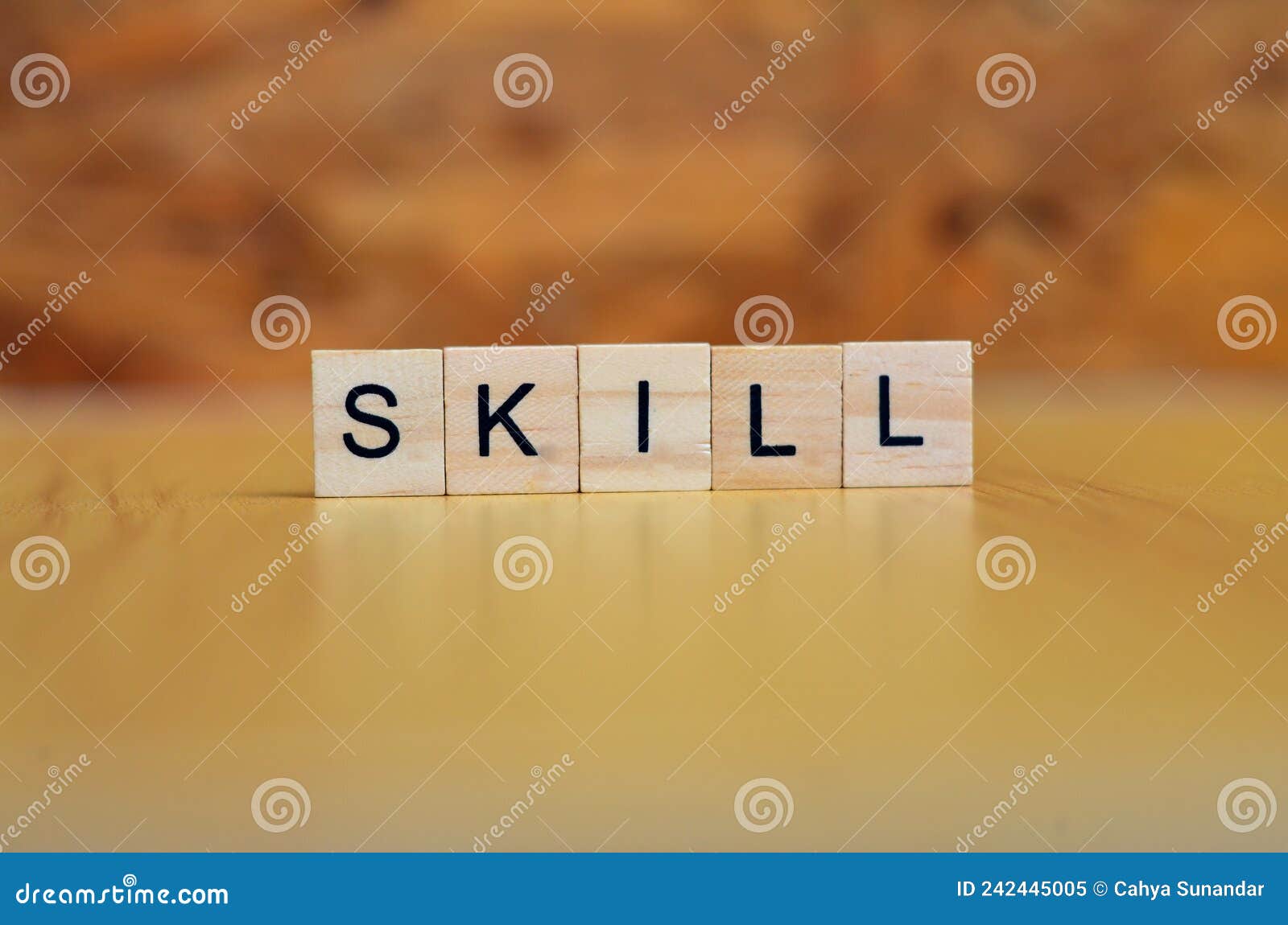 Skill Text on Wooden Square, Motivation Quotes Stock Image - Image of ...