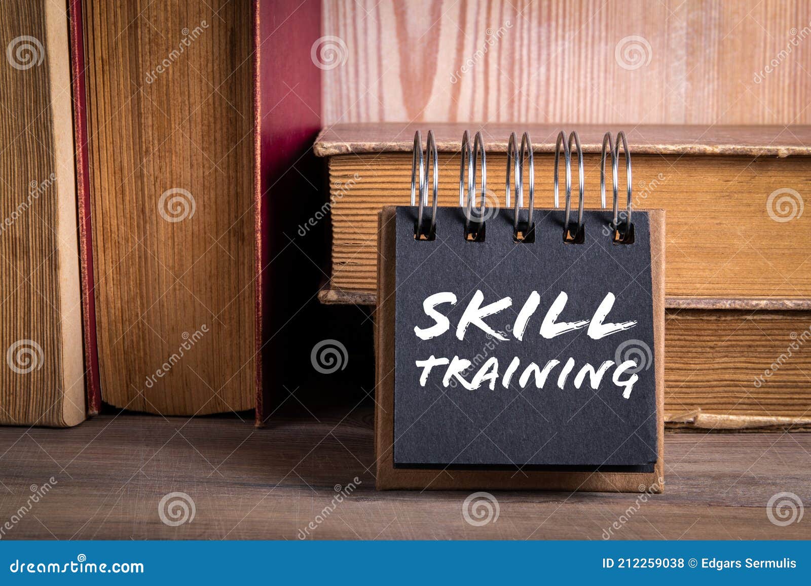 SKILL TRAINING. Old Books on a Wooden Shelf Stock Photo - Image of ...