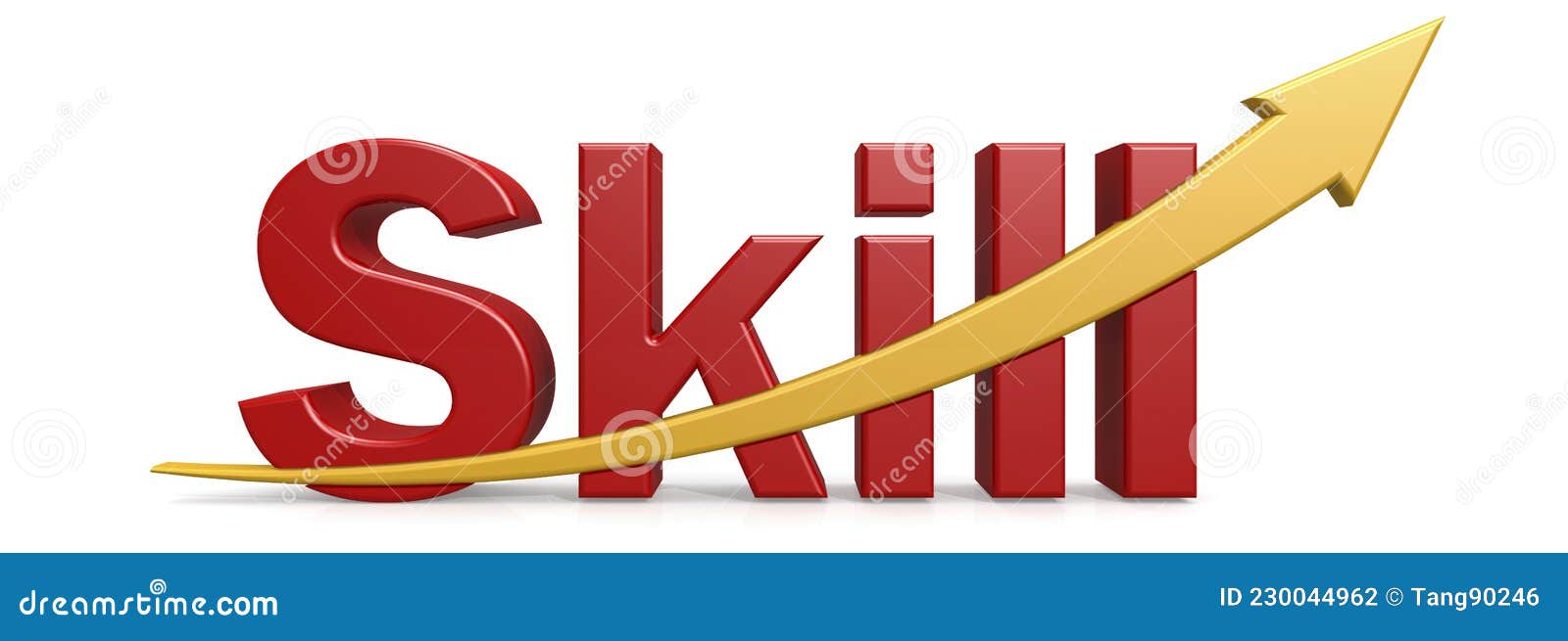 Skill Word with Upward Golden Arrow Stock Illustration - Illustration ...