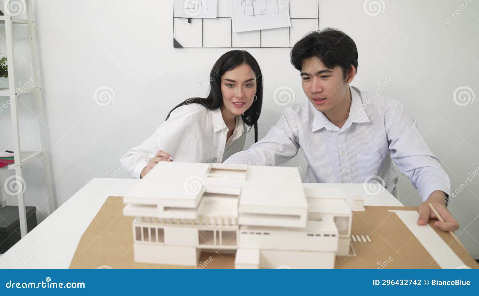 Skilled Architecture Engineer Team Measure and Decide House Model ...