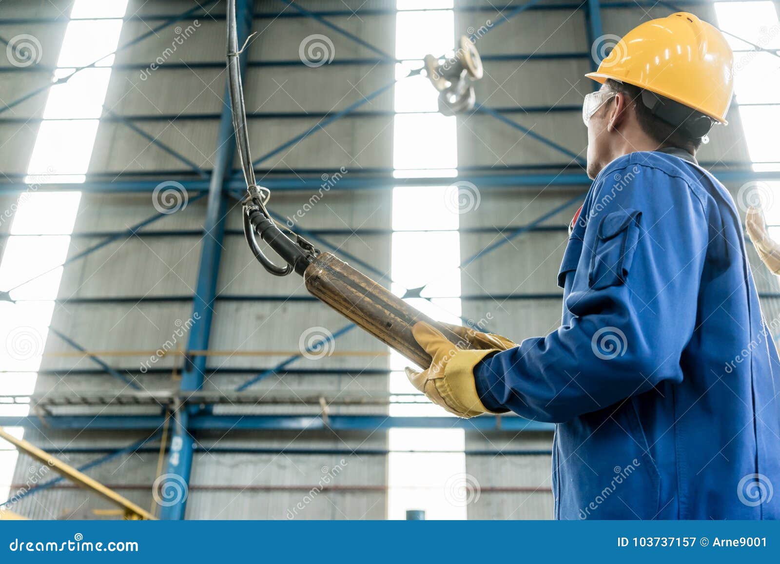 Skilled Asian Worker Controlling Industrial Hook Stock Image - Image of ...