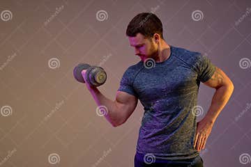 Skilled Bodybuilder Bending His Arm Stock Photo - Image of person ...