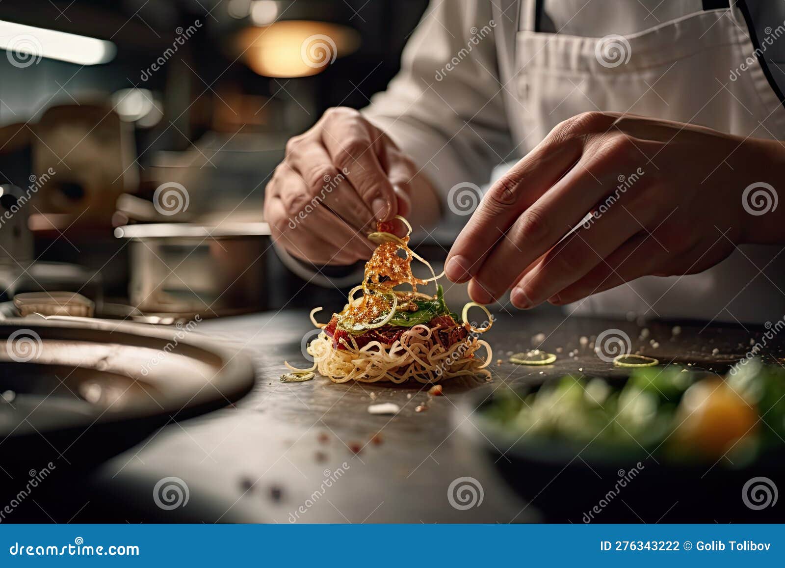 Skilled Chef Preparing Small Pasta Dish. Generative Ai Stock ...