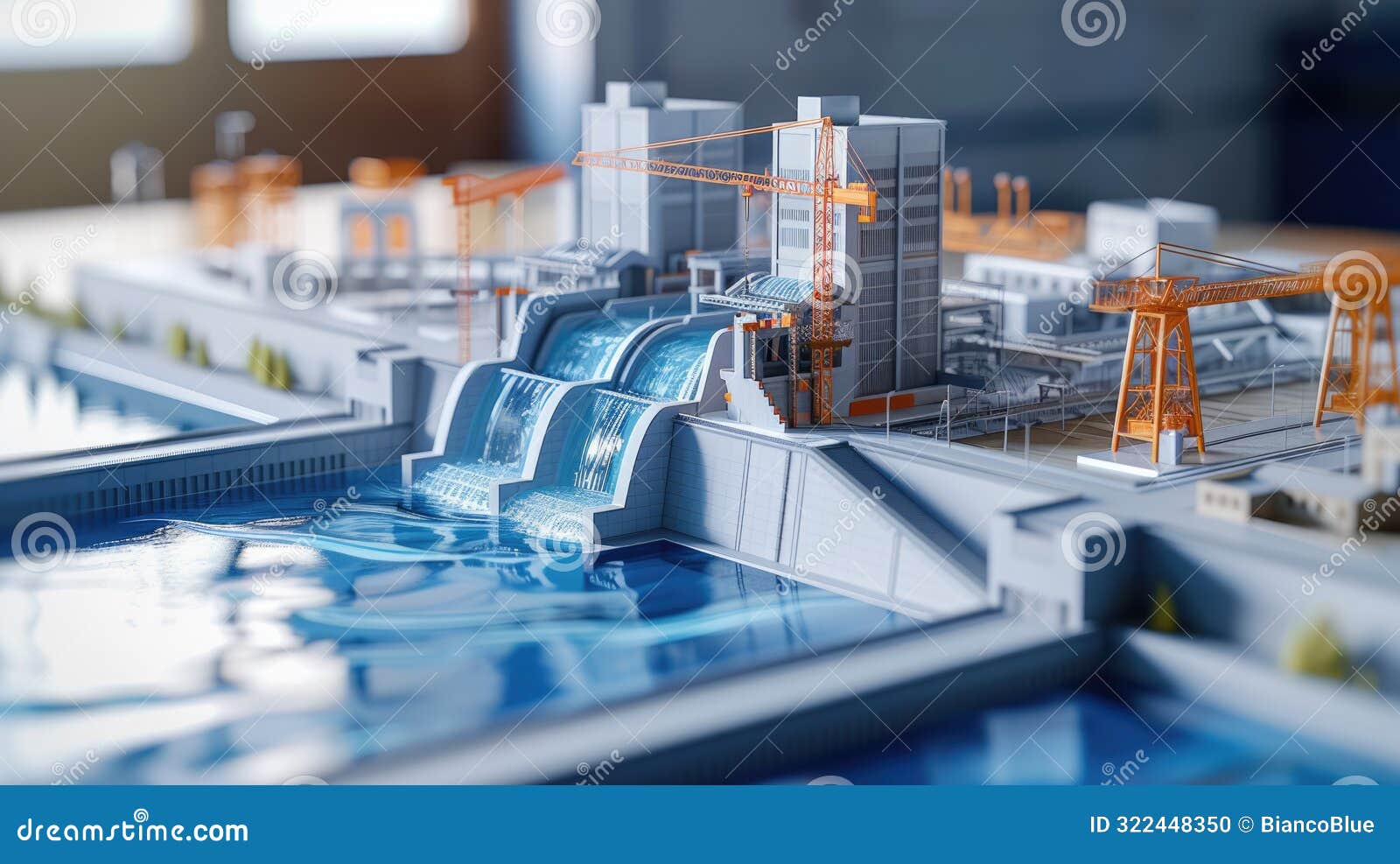 Skilled Civil Engineer Planning Hydro Electrical Power by Using Model. AIG42. Stock Photo ...