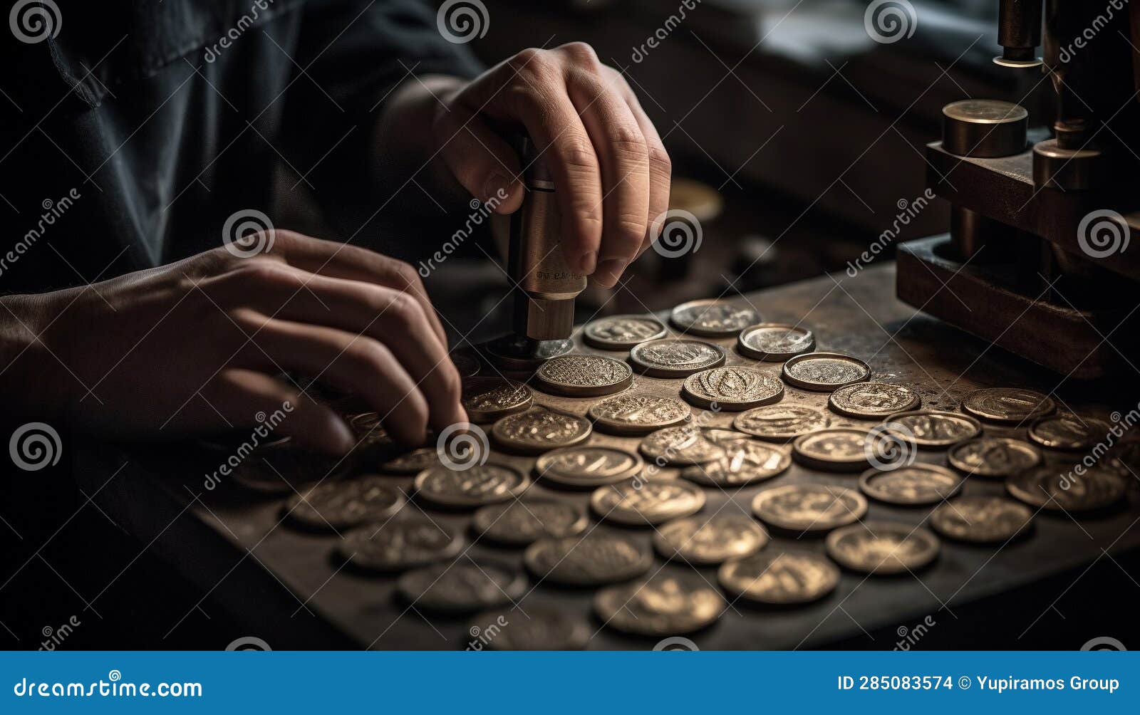 A Skilled Craftsman Hand Works with Precision in the Workshop Generated ...