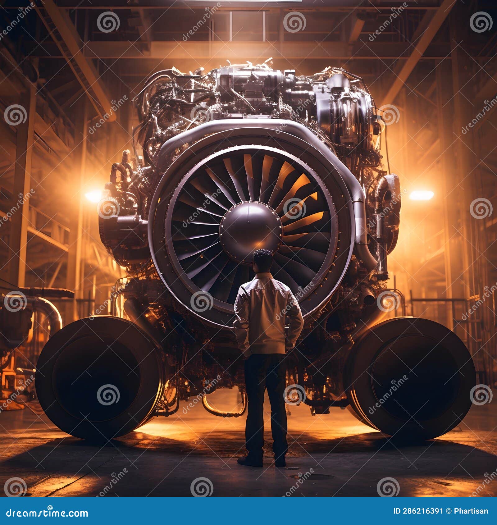 Aircraft Engine Repair in Hangar Stock Illustration - Illustration of ...
