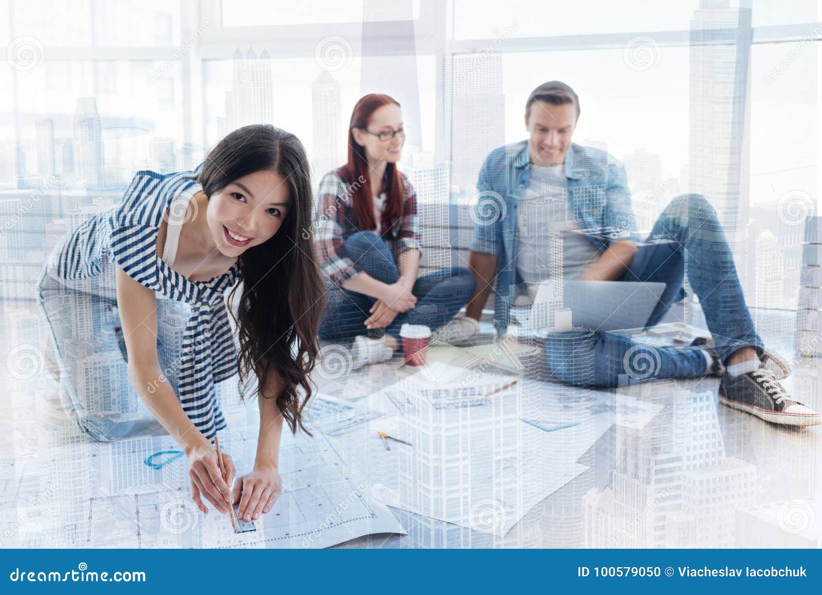 Skilled Engineer Working on New Sketch Stock Photo - Image of company ...