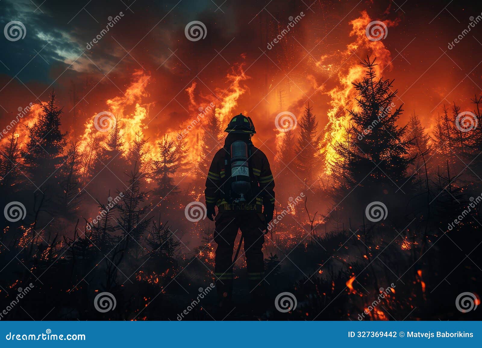 Firefighters Battling A Wildfire In California Stock Photo ...