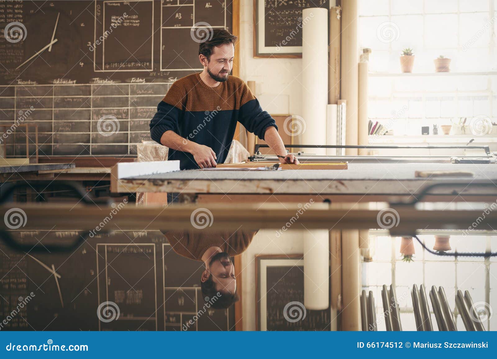 Skilled Framer and Craftsman at Work in His Studio Stock Photo - Image ...