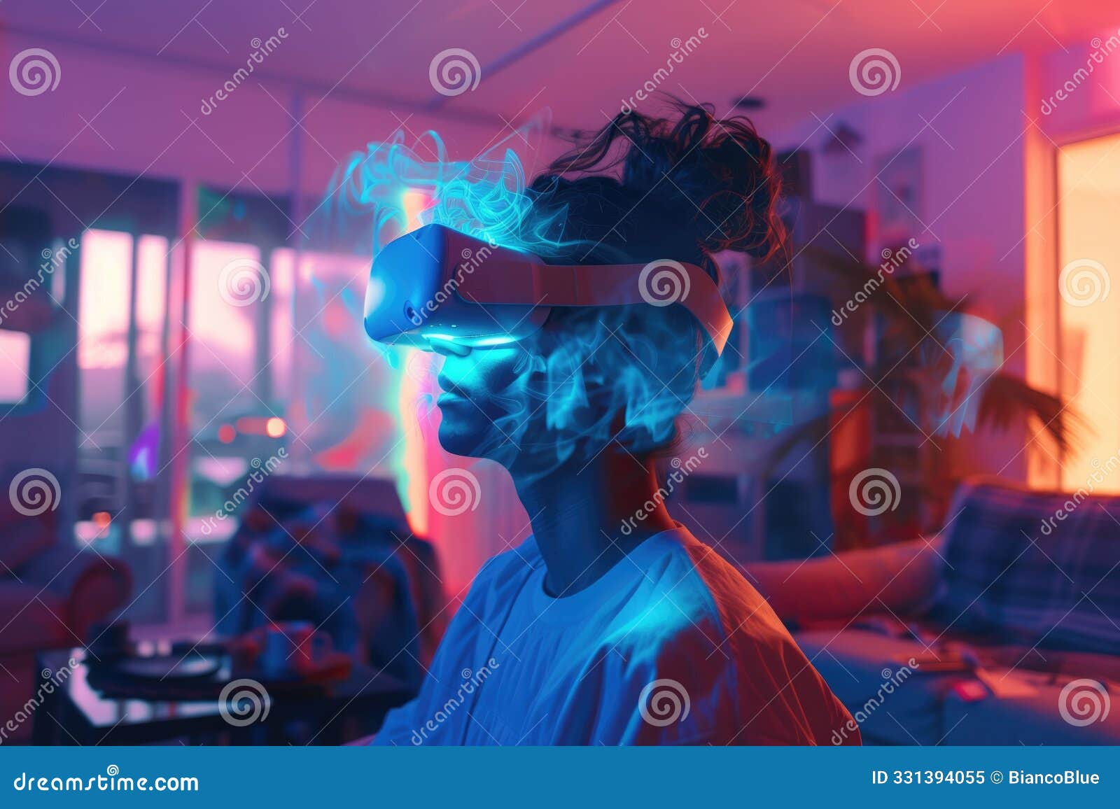 Skilled Gamer Using VR Goggle Connecting in Visual World Program. AIG42 ...