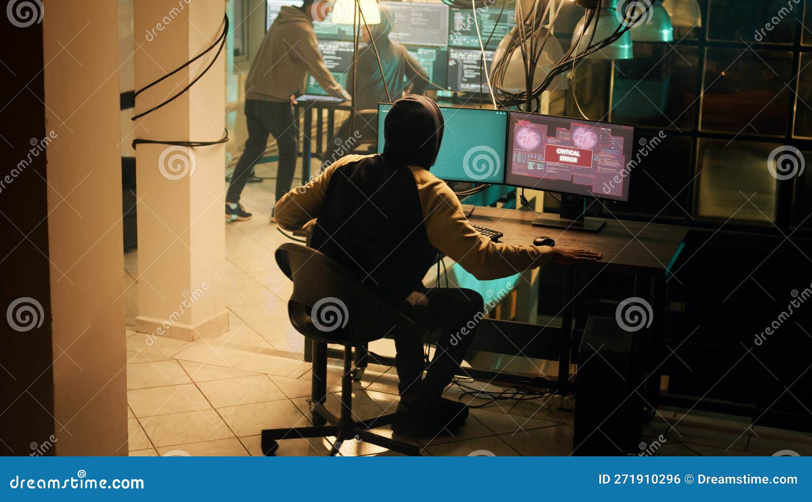 Skilled Hacker Successfully Cracking Security Network on Computer Stock ...