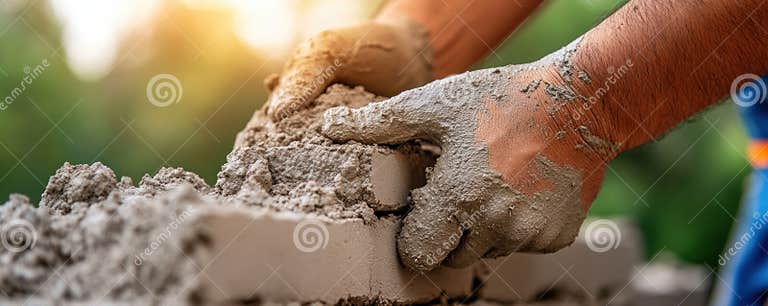 Manual Labor on a Worksite Plastering Walls and Maintaining Structure ...