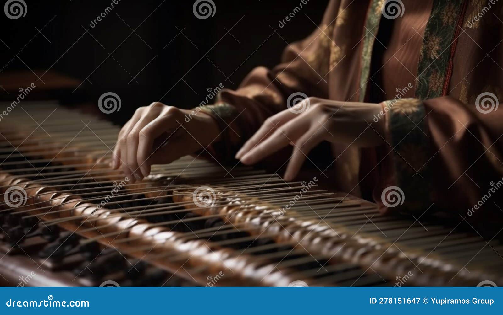 Skilled Pianist Playing Classical Music Indoors with Focus Generated by ...