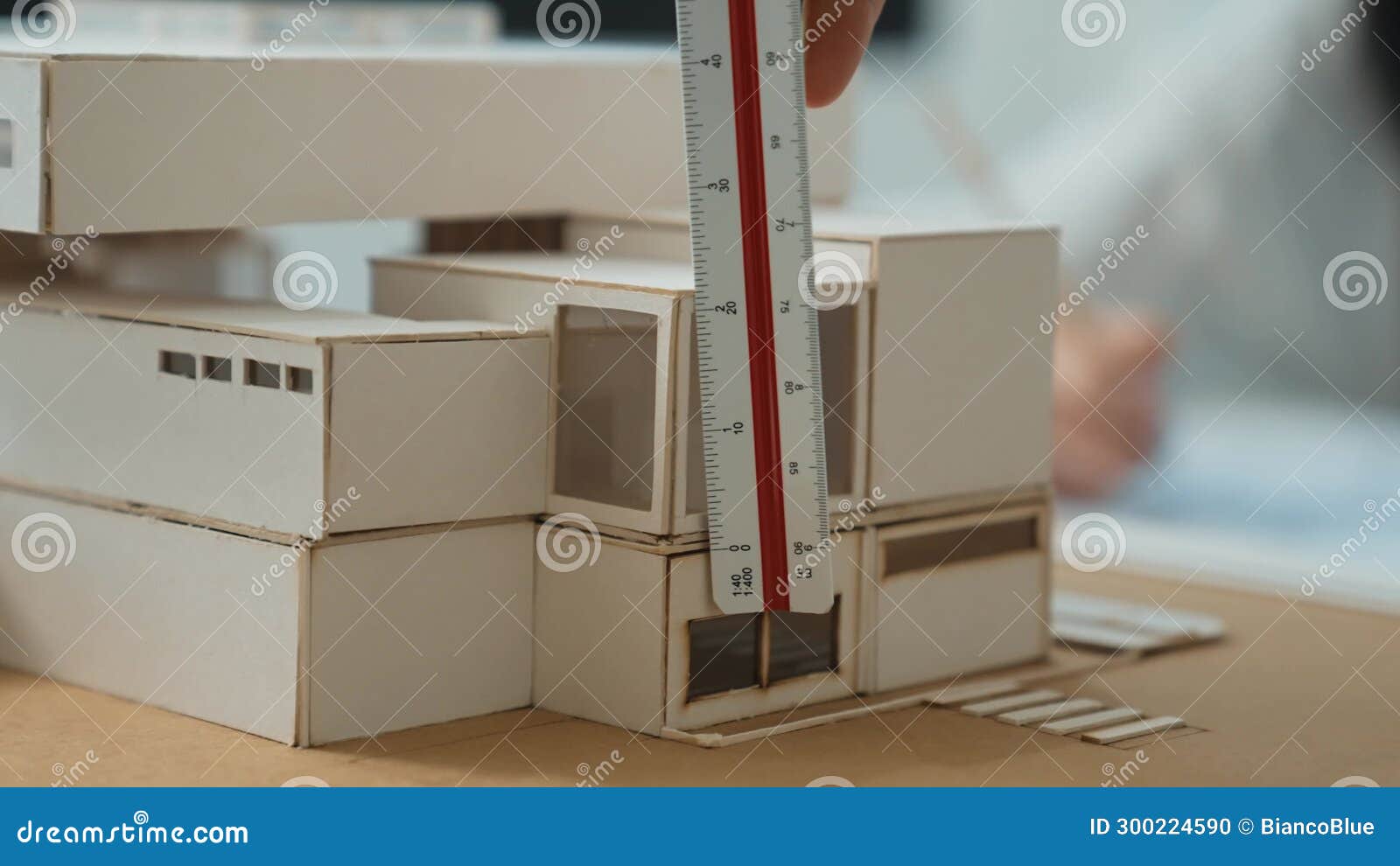 Skilled Professional Engineer Hand Using Ruler Measure House Model ...