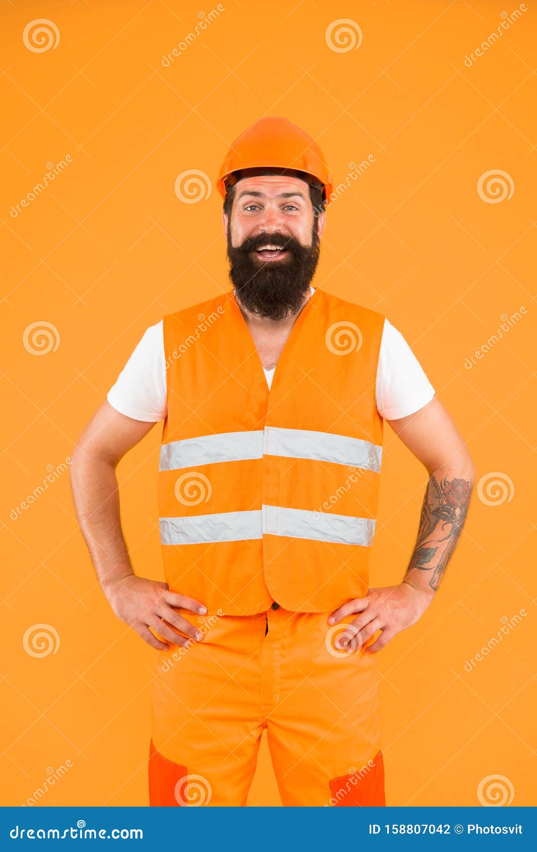 Skilled Professional. Happy Professional Worker on Orange Background ...